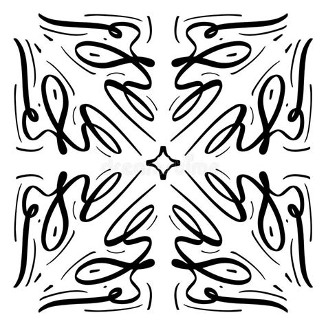 Vector Seamless Pattern Tile Hand Drawn Decorative Symmetrical Element Stock Vector