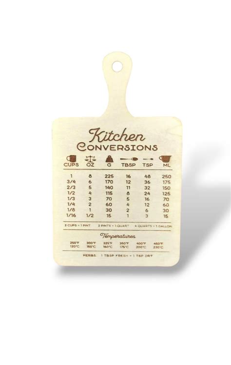 Kitchen Conversion Chart Baker T Wooden Board Conversion Etsy