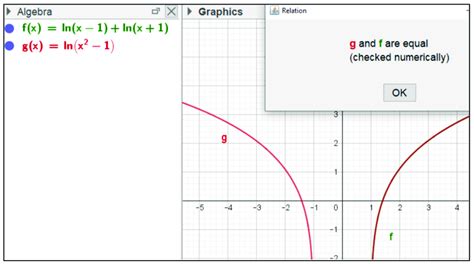 Geogebra Answer 1 For Logarithms G And F Are Equal Download Scientific Diagram