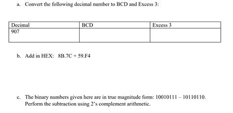 solved a convert the following decimal number to bcd and