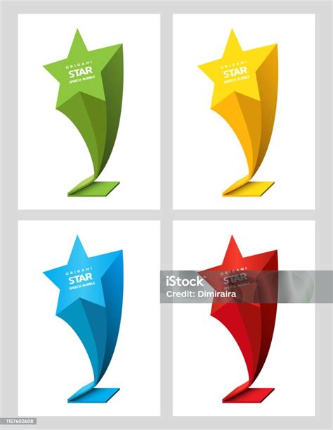 종이 접기 텍스트 음성 거품 별의 형태로 상 흰색에 고립 텍스트용 공간이 있는 종이 종이 접기 별 세트입니다 벡터 상에 대한 스톡 벡터 아트 및 기타 이미지 Istock