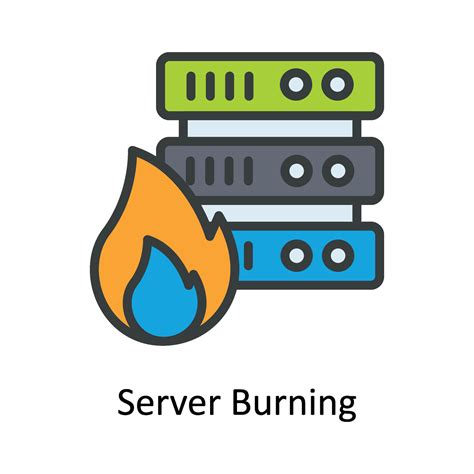 Server Burning Vector Fill Outline Icon Design Illustration Cyber