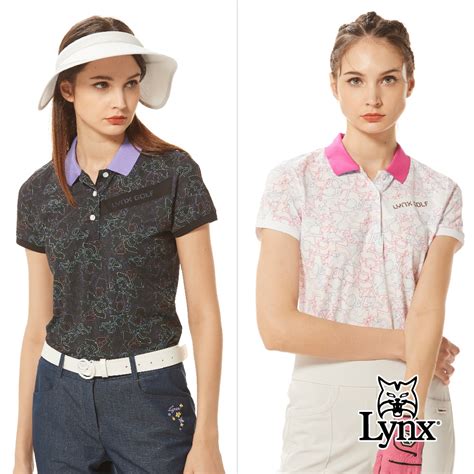 【lynx Golf】女款合身版吸排抗uv機能精美配色領滿版lynx字樣印花短袖polo衫高爾夫球衫二色 Lynx Yahoo奇