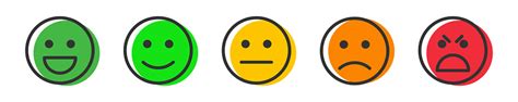 피드백 감정 아이콘입니다 행복 미소 좌절 불만 화난 이모티콘 기호 Smileys 다채로운 아이콘 세트입니다 벡터 스톡 일러스트 Icons And Idols에 대한 스톡 벡터