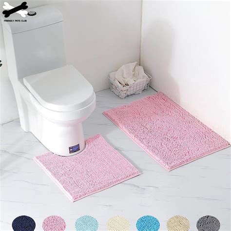 Badu Bg 2ps Set Shaggy Chenille Комплект постелки за баня абсорбиращи и годни за машинно пране