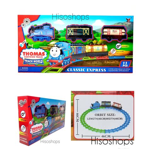 Thomas Cartoon Train รถไฟโทมัส รถไฟอารมณ์ดี รถไฟมหาสนุก มาพร้อมรางรถไฟ ใส่ถ่าน วิ่งราง Shopee