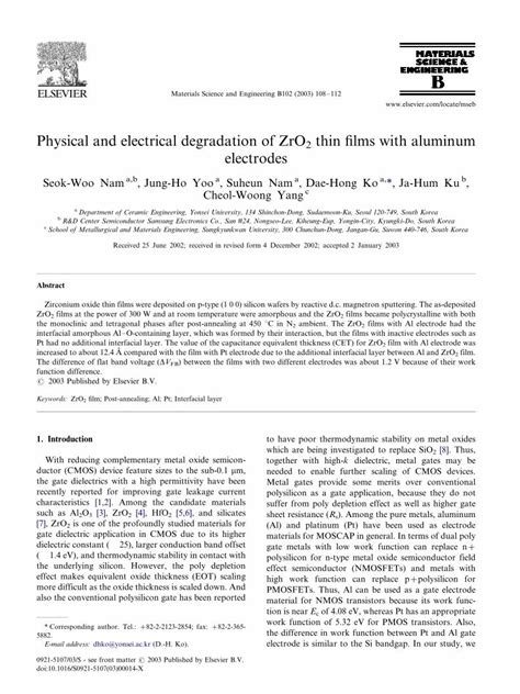 Pdf Physical And Electrical Degradation Of Zro2 Thin Films With