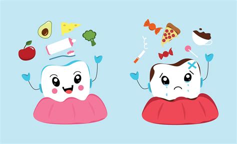 White Tooth Vector Graphic Illustration Satisfied Happy Healthy Sick