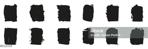 브러시 스트로크 페인트 질감 더러운 검정 잉크 컬렉션 배너 세트에 대한 사각형 브러시 스트로크 배경입니다 직사각형 모양의 지저분한 붓 추상 그래픽 요소입니다 격리된 벡터