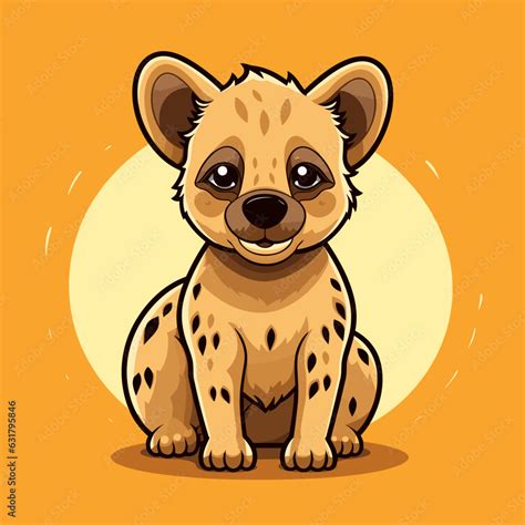 Hyena Hyena Hand Drawn Comic Illustration Cute Vector Doodle Style