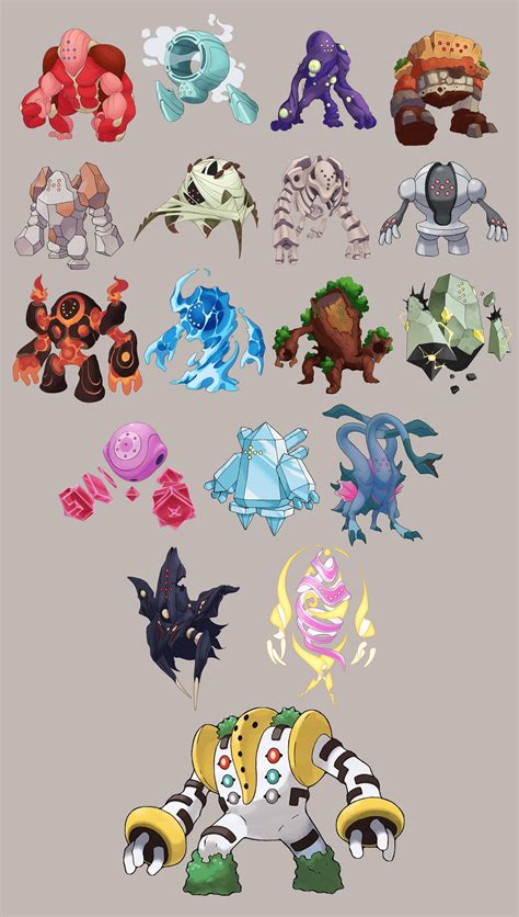 Regis For Every Type Pokemon Variants Pokemon Fusion Art Pokemon