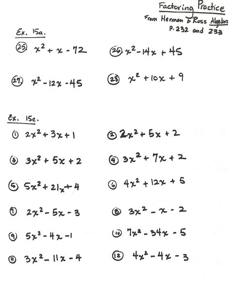 Algebra Math Practice Problems