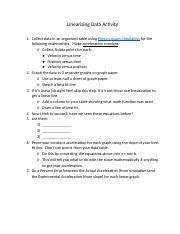 A A Linearizing Data Activity Docx Linearizing Data Activity