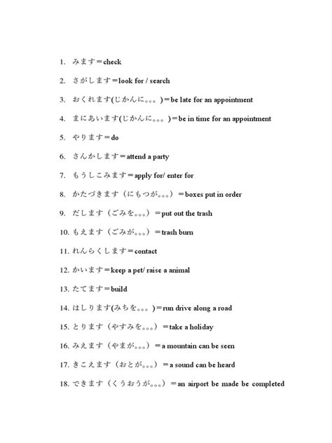 Mina No Nihongo N4 All Verbs Pdf