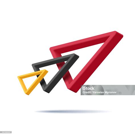 추상 화살표 화살표로 구성된 3d 삼각형 모양 빨간색 검정 및 노랑 0명에 대한 스톡 벡터 아트 및 기타 이미지 0명 3차원 형태 개념 Istock