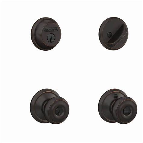 Schlage Georgian Aged Bronze Single Cylinder Deadbolt And Keyed Entry