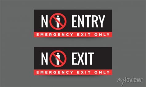 No Entry Sign Board Design In Minimal Style Emergency Exit Only Posters