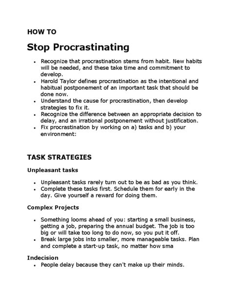 Stop Procrastinating Pdf Procrastination Professional Skills