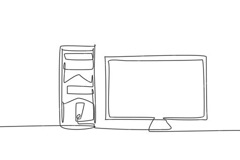 premium vector single continuous line drawing of cpu computer and