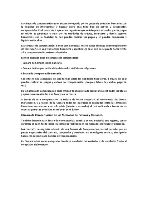 Cámara De Compensación De Los Mercados De Futuros Y Opciones Pdf