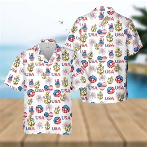 Us Navy Chief Anchor 4th Of July Hawaiian Shirt Print Ideas T Mens