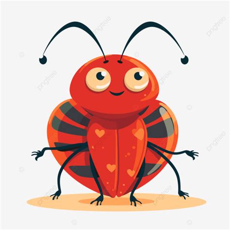Clipart De Bug De Amor Pequeno Bug Vermelho Sorrindo Desenho Animado
