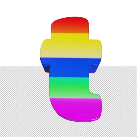 Letra t efeito de texto arco íris renderização 3d PSD Premium