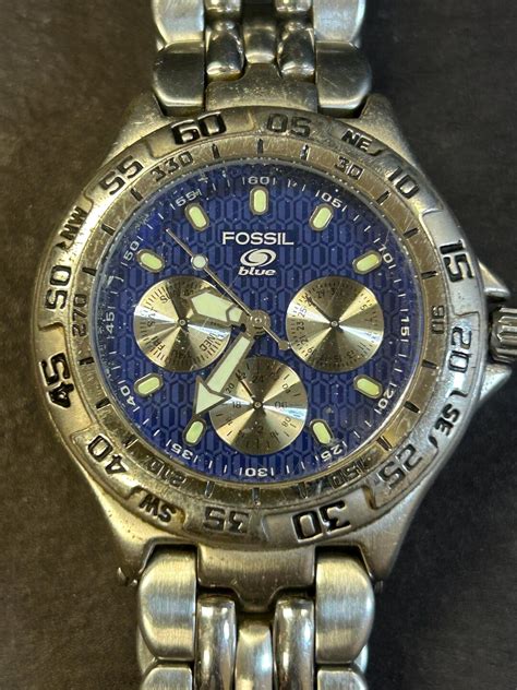 Mens Fossil Blue Watch Etsy