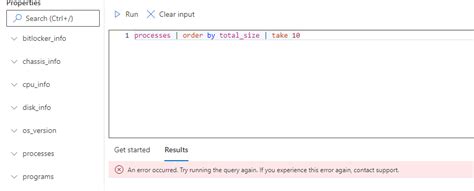 device query an error occurred try running the query again