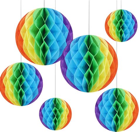 Rainbow Honeycomb Balls Party Decorations Colorful Paper
