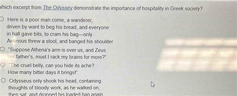 Solved Which Excerpt From The Odyssey Demonstrate The Importance Of