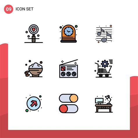 User Interface Pack Of 9 Basic Filledline Flat Colors Of Open Sweet