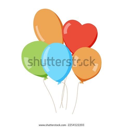 Balloon Cartoon Style Bunch Balloons Birthday Stock Vector Royalty