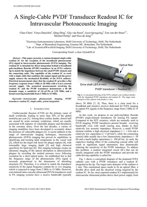 pdf a single cable pvdf transducer readout ic for intravascular photoacoustic imaging