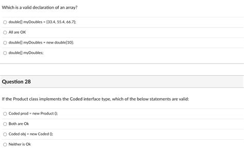 Solved Which Is A Valid Declaration Of An Array O Double