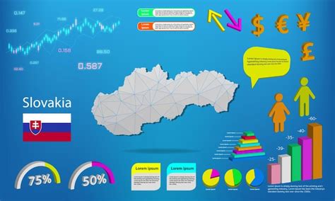 슬로바키아 지도 정보 그래픽 차트 기호 요소 및 아이콘 모음 고품질 비즈니스 Infographic 요소가 있는 자세한 슬로바키아