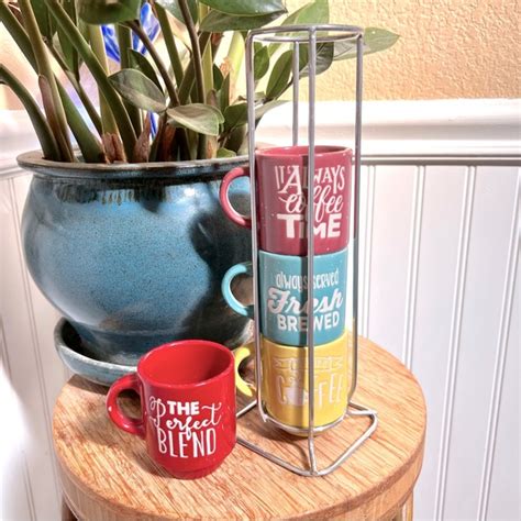 Boston Warehouse Dining Boston Warehouse Stacking Up Stackable Espresso Mugs With Stand