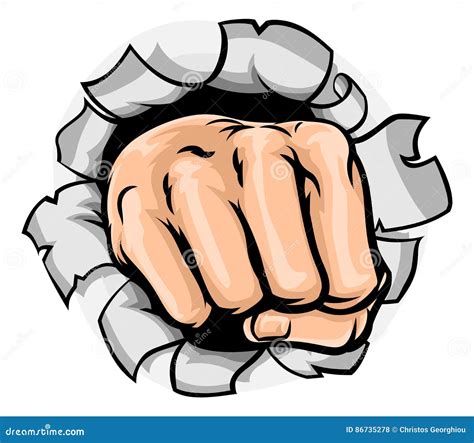Fist Hand Punching Hole Stock Vector Illustration Of Cartoon 86735278