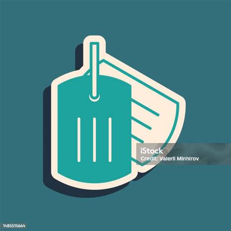 녹색 군사 인식표 아이콘은 녹색 배경에 분리되어 있습니다 Id 태그 아이콘입니다 육군 간판 긴 그림자 스타일 벡터 강철에 대한 스톡 벡터 아트 및 기타 이미지 Istock