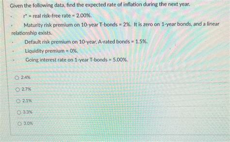 Solved Given The Following Data Find The Expected Rate Of Chegg
