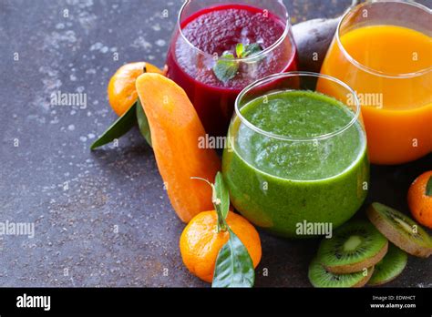 Assorted Fresh Juices From Fruits And Vegetables Stock Photo Alamy