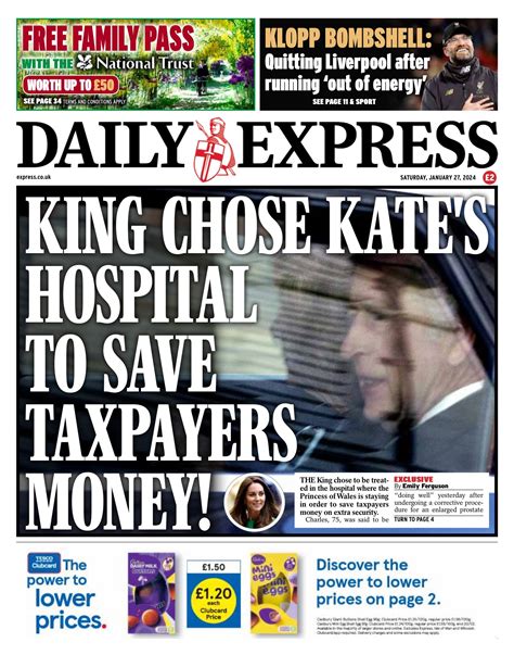 Daily Express Front Page 27th Of January 2024 Tomorrows Papers Today