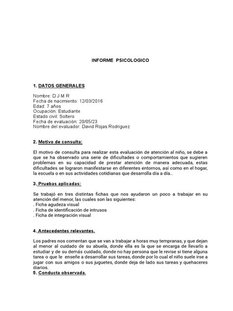 Como Preparar El Informe Psicológico Pdf Sicología Ciencias Del