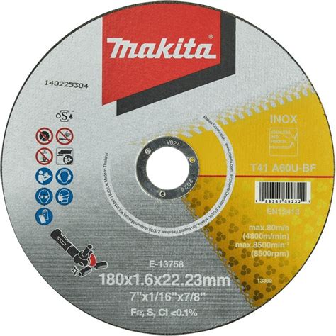 Disco Abrasivo Makita De Corte Acero Inoxidable 7 E 13758