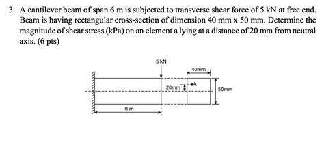 solved 3 a cantilever beam of span 6 m is subjected to