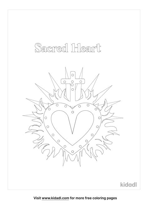 Free Sacred Heart Coloring Page Coloring Page Printables Kidadl