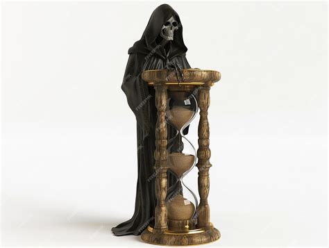 Time Guardian Grim Reaper Overseeing Sand Slipping Through An Hourglass