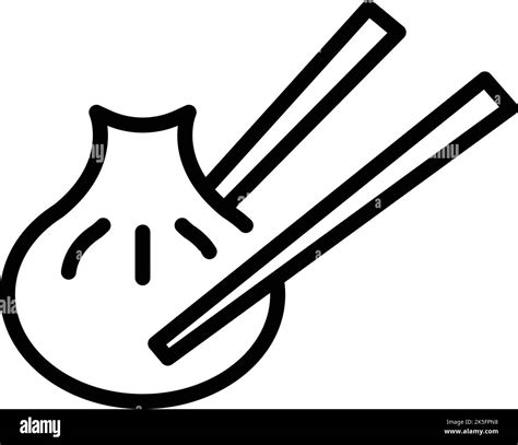 Chinese Baozi Icon Outline Vector Bun Food Taiwan Bao Stock Vector