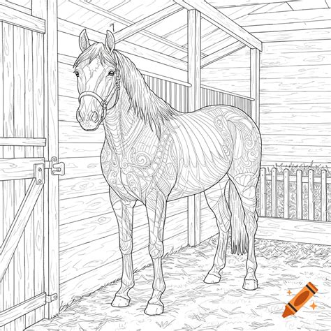 Horse In Stable Coloring Page 2025