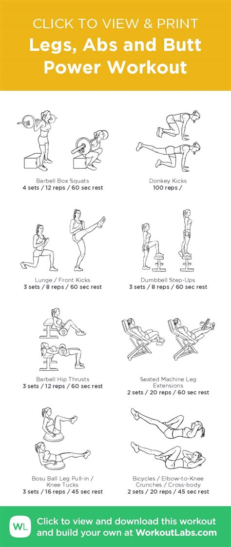 Legs Abs And Butt Power Workout Illustrated Exercise Plan Created At